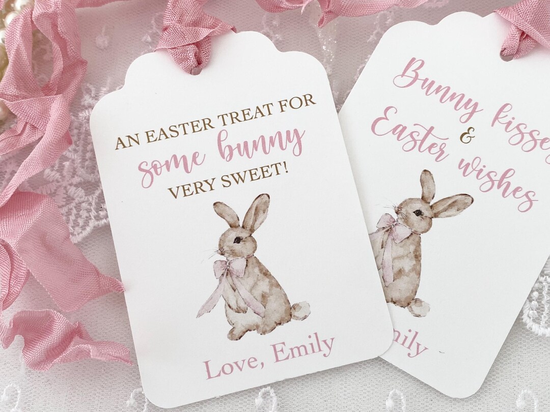 Printed Easter Bunny Gift Tags, Bunny Kisses and Easter Wishes Tags for ...