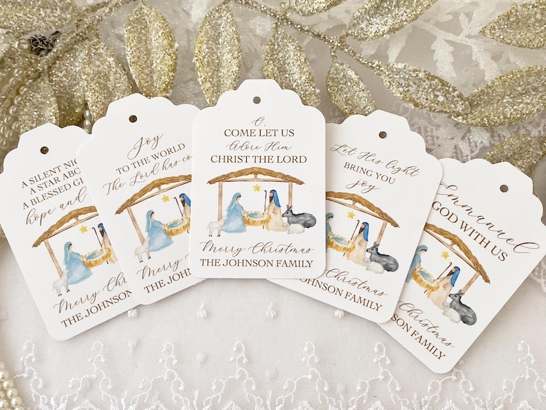 Printed Personalized Christmas Nativity Gift Tags, Variety Sampler Pack ...