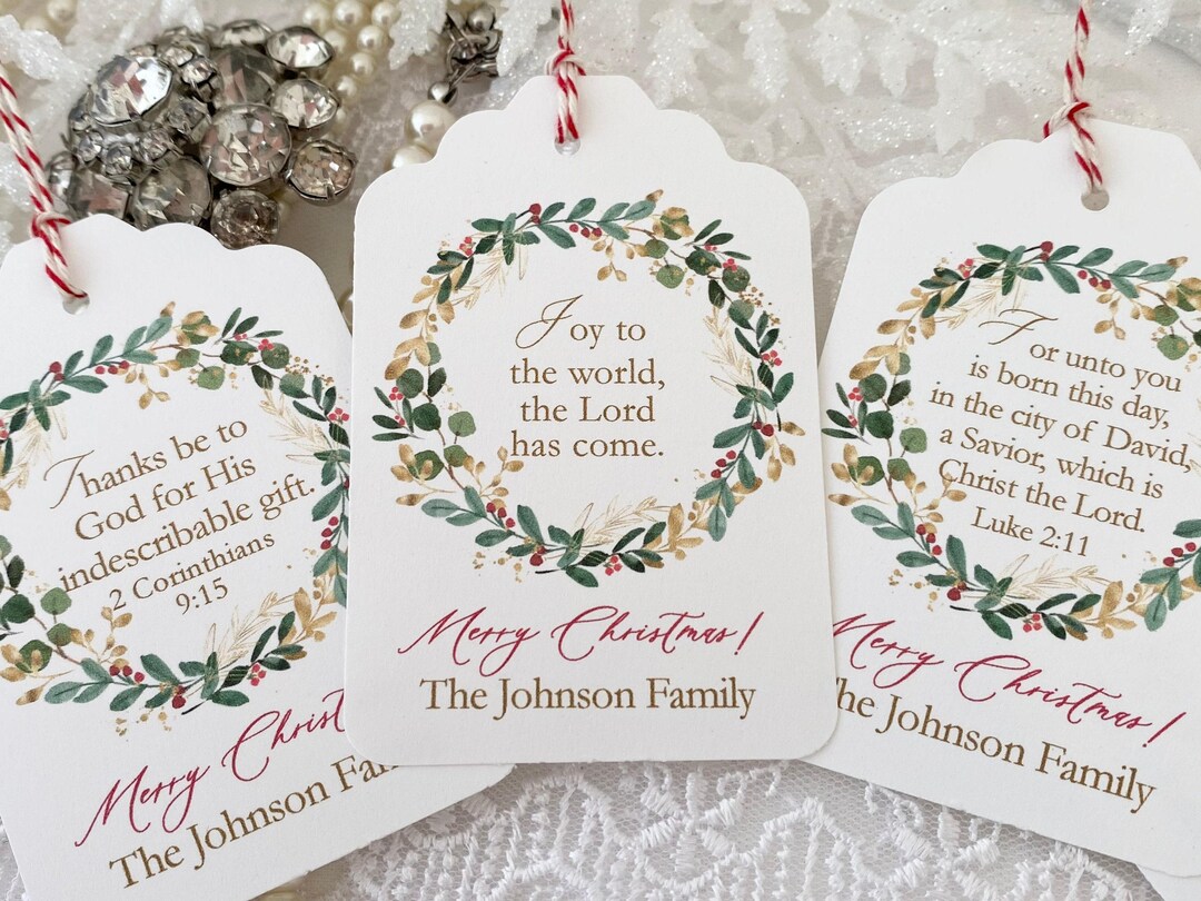 Christmas Bible Verse Gift Tags Label, Scripture Christmas Tags ...