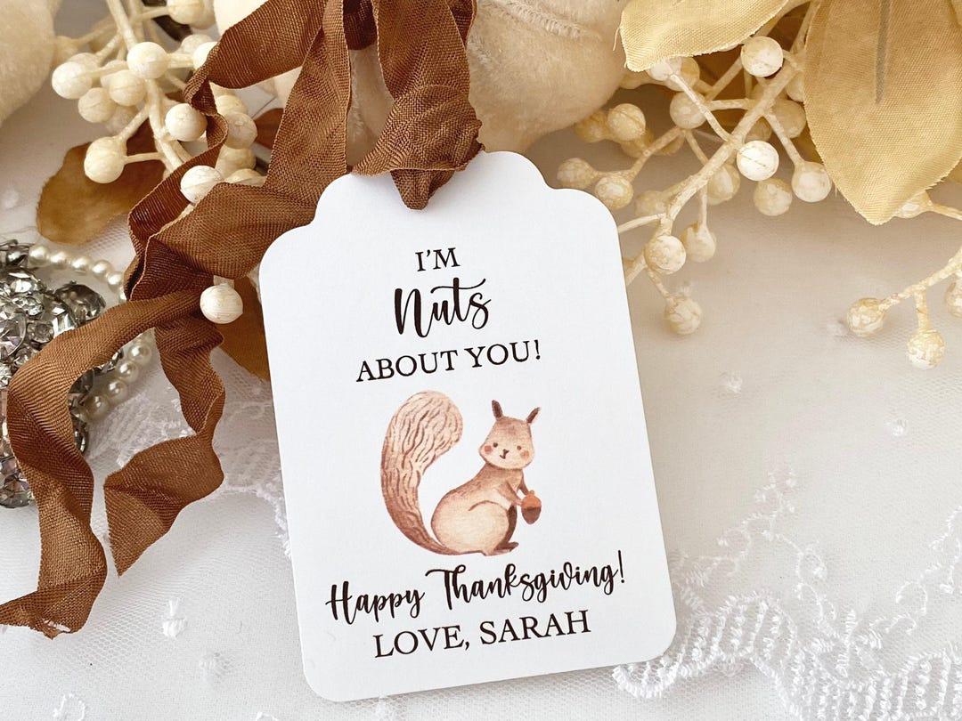 I'm Nuts About You Favor Gift Tags, Squirrel Autumn Fall Favor Gift ...