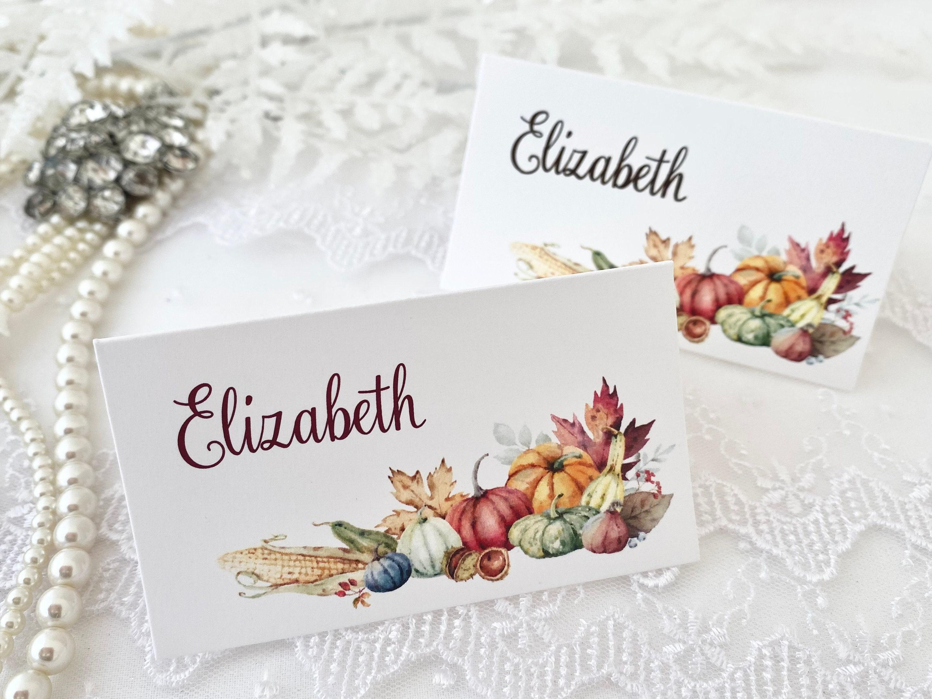 Printed Fall Autumn Place Cards, Thanksgiving Place Cards Name Cards ...