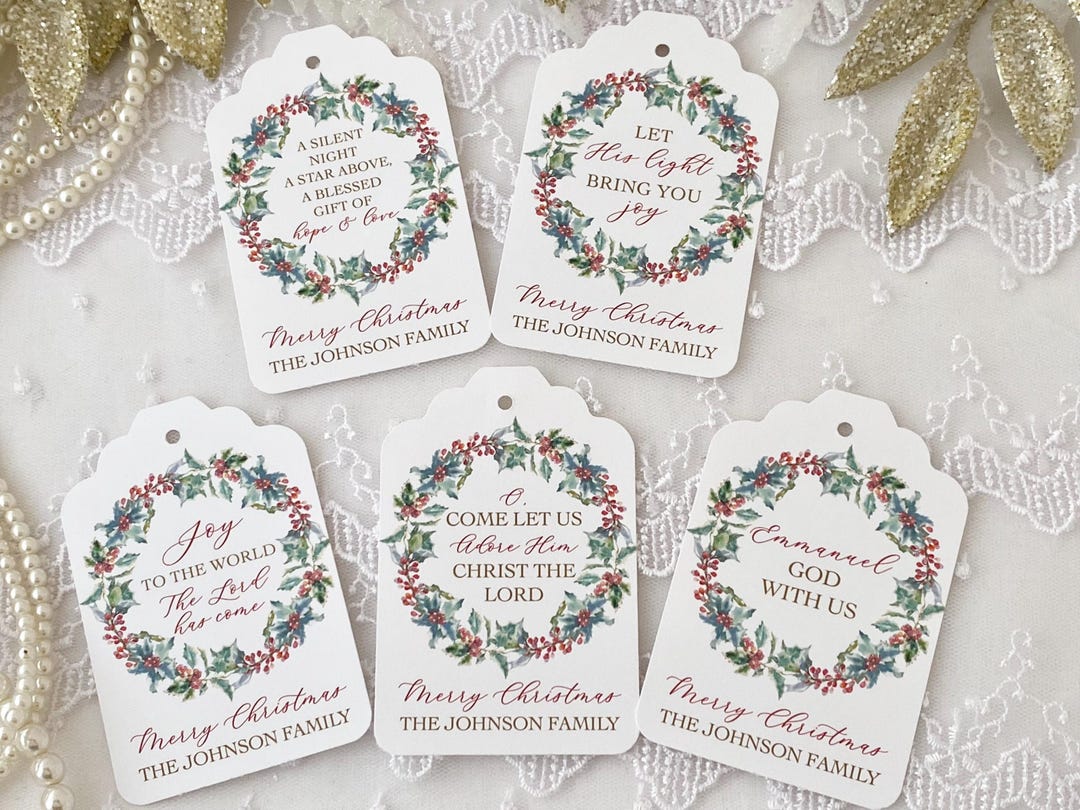 Printed Personalized Christmas Scripture Gift Tags, Variety Sampler ...