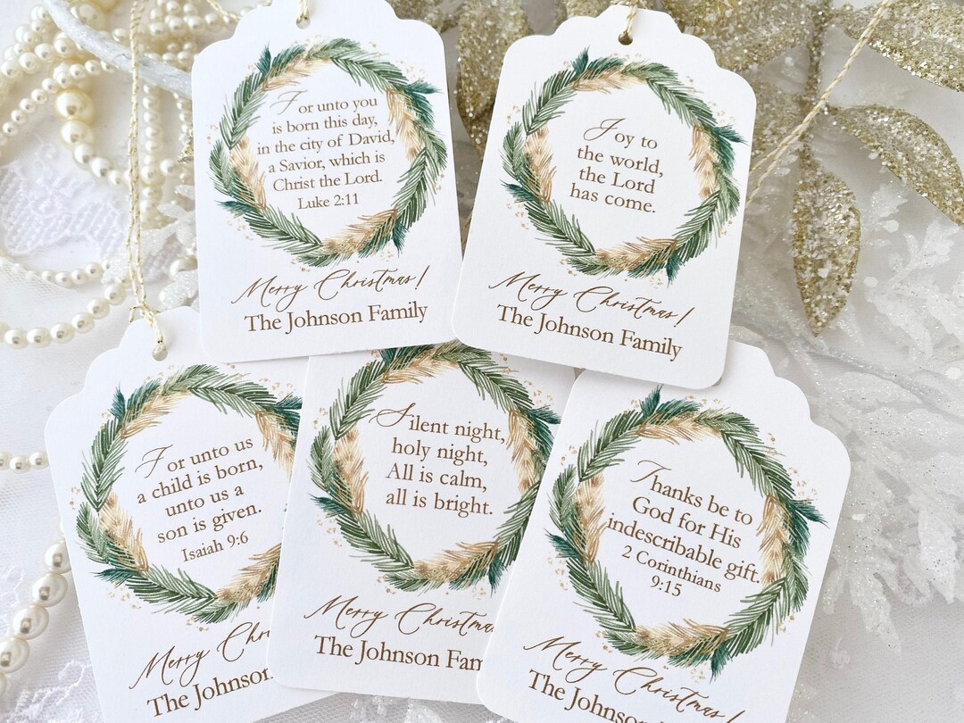 Christmas Bible Verse Gift Tags Label, Scripture Christmas Tags ...
