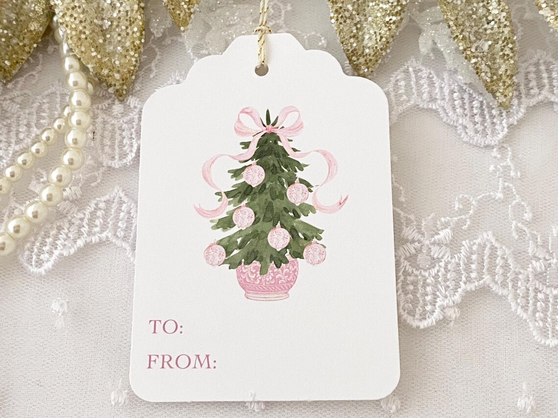 Printed Christmas to and From Gift Tags, Fill in Name Christmas Pink ...