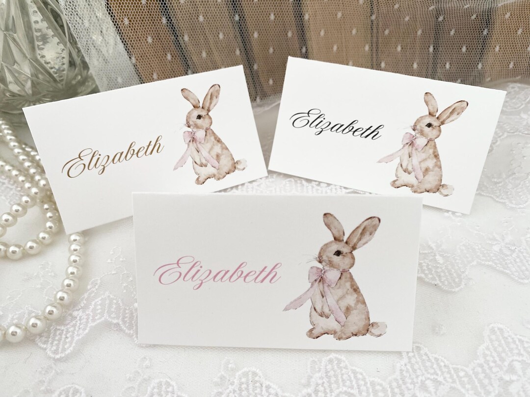 Printed Easter Dinner Place Cards, Personalized Printed Easter Bunny ...