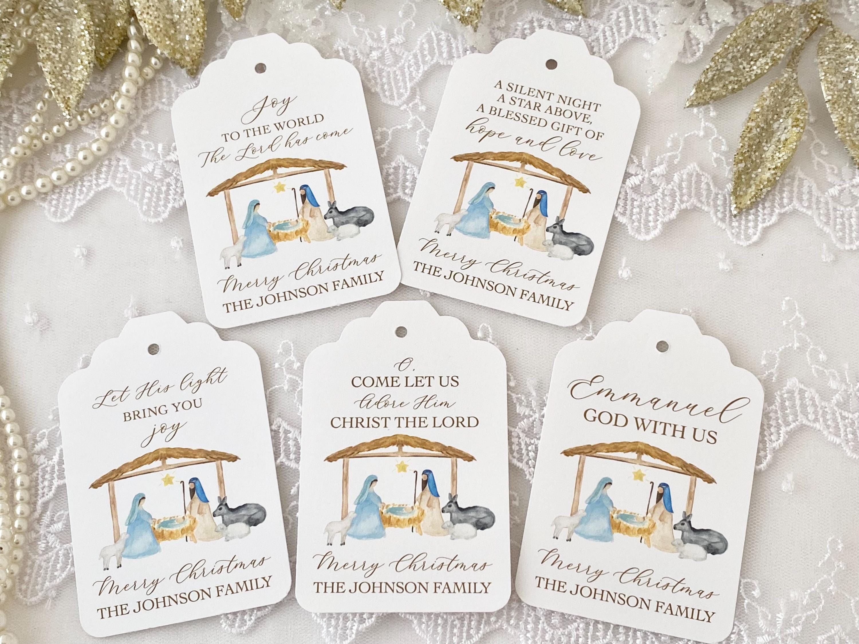 Printed Personalized Christmas Nativity Gift Tags, Variety Sampler Pack ...