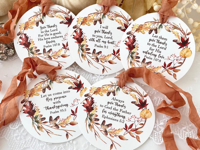 Bible Verse Fall Autumn Thanksgiving Tags, Scripture Fall Autumn ...