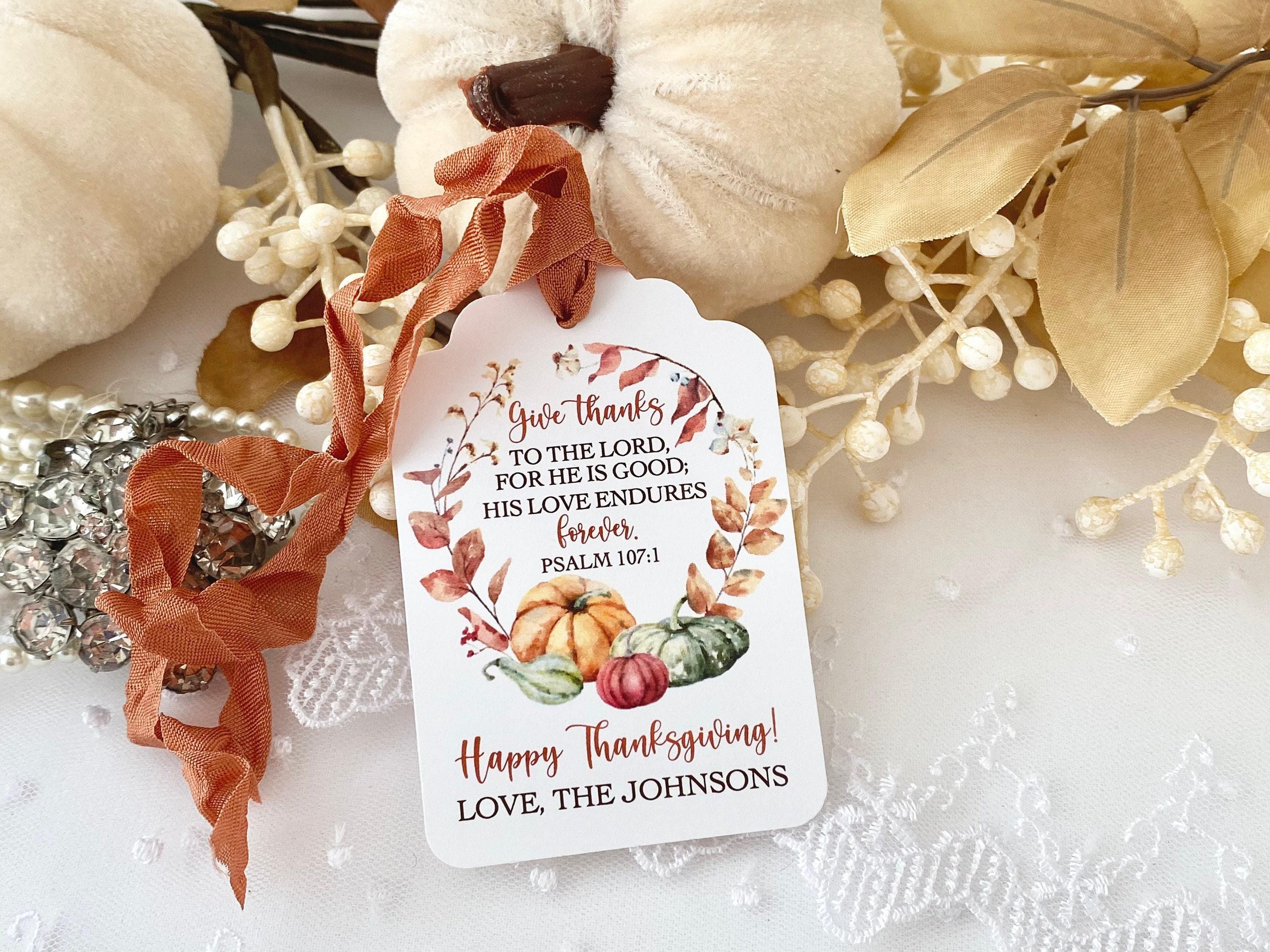 Bible Verse Scripture Thanksgiving Favor Tags, Give Thanks to the Lord ...