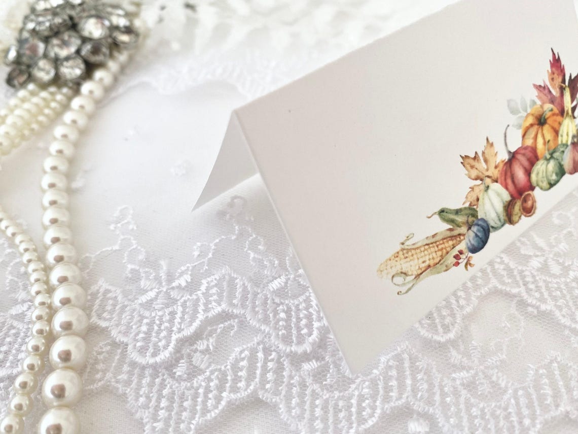 Printed Fall Autumn Place Cards, Thanksgiving Place Cards Name Cards ...