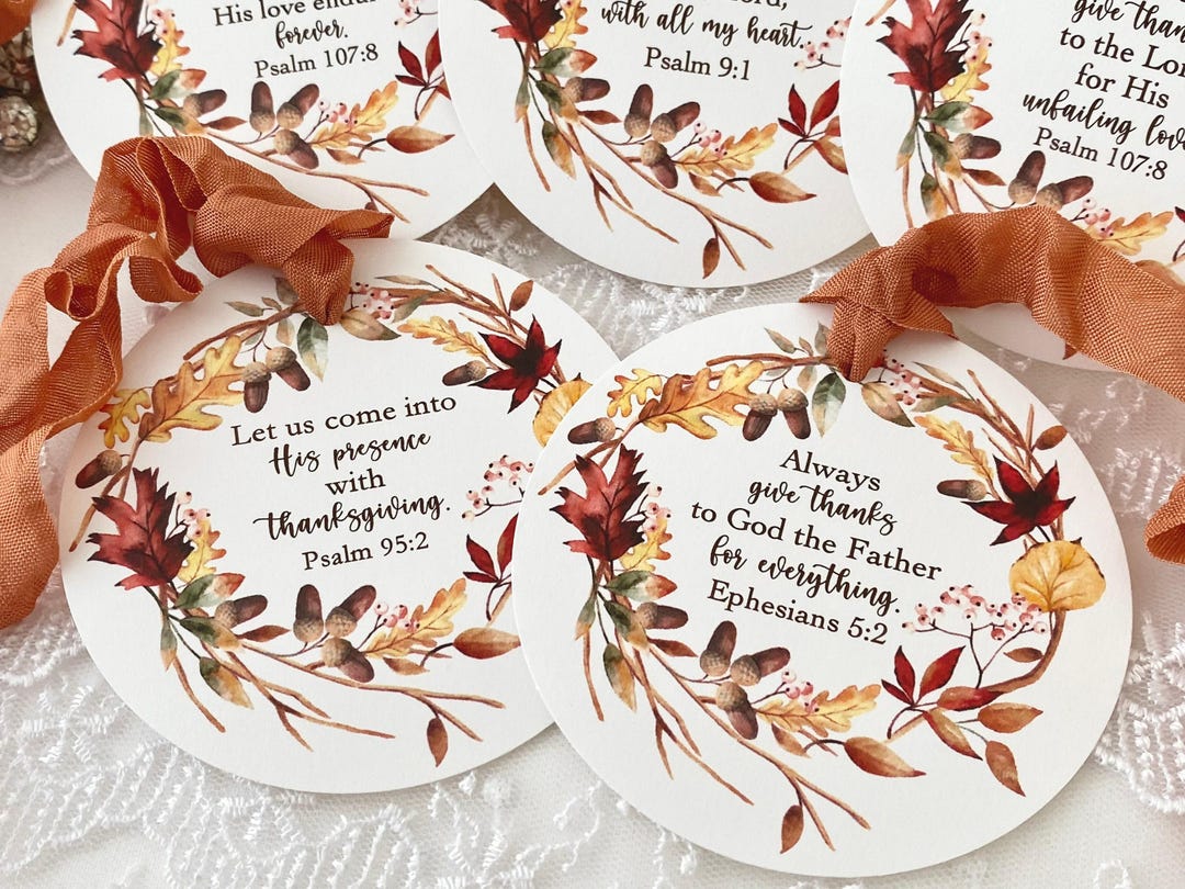 Bible Verse Fall Autumn Thanksgiving Tags, Scripture Fall Autumn ...