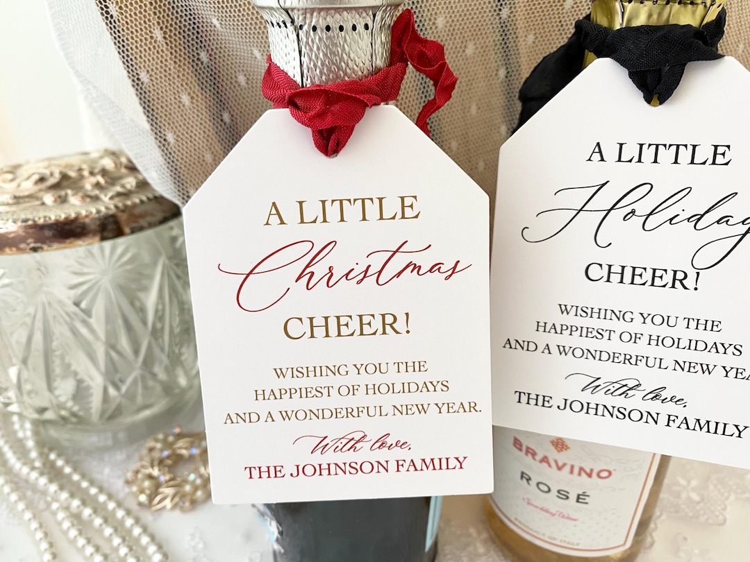 Printed Christmas Cheer Wine Tags, Christmas Party Champagne Gift Tags ...