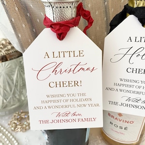 Printed Christmas Cheer Wine Tags, Christmas Party Champagne Gift Tags ...