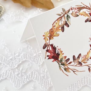 Fall Autumn Wreath Place Cards, Fall Leaves Thanksgiving Dinner Place ...