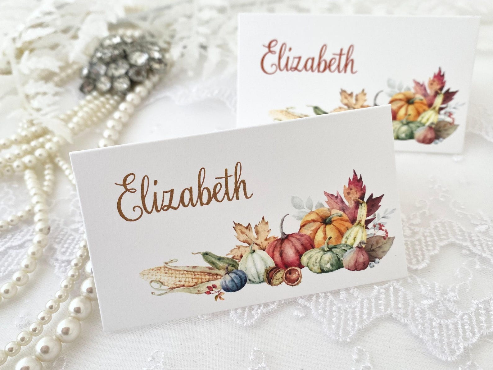 Printed Fall Autumn Place Cards, Thanksgiving Place Cards Name Cards ...