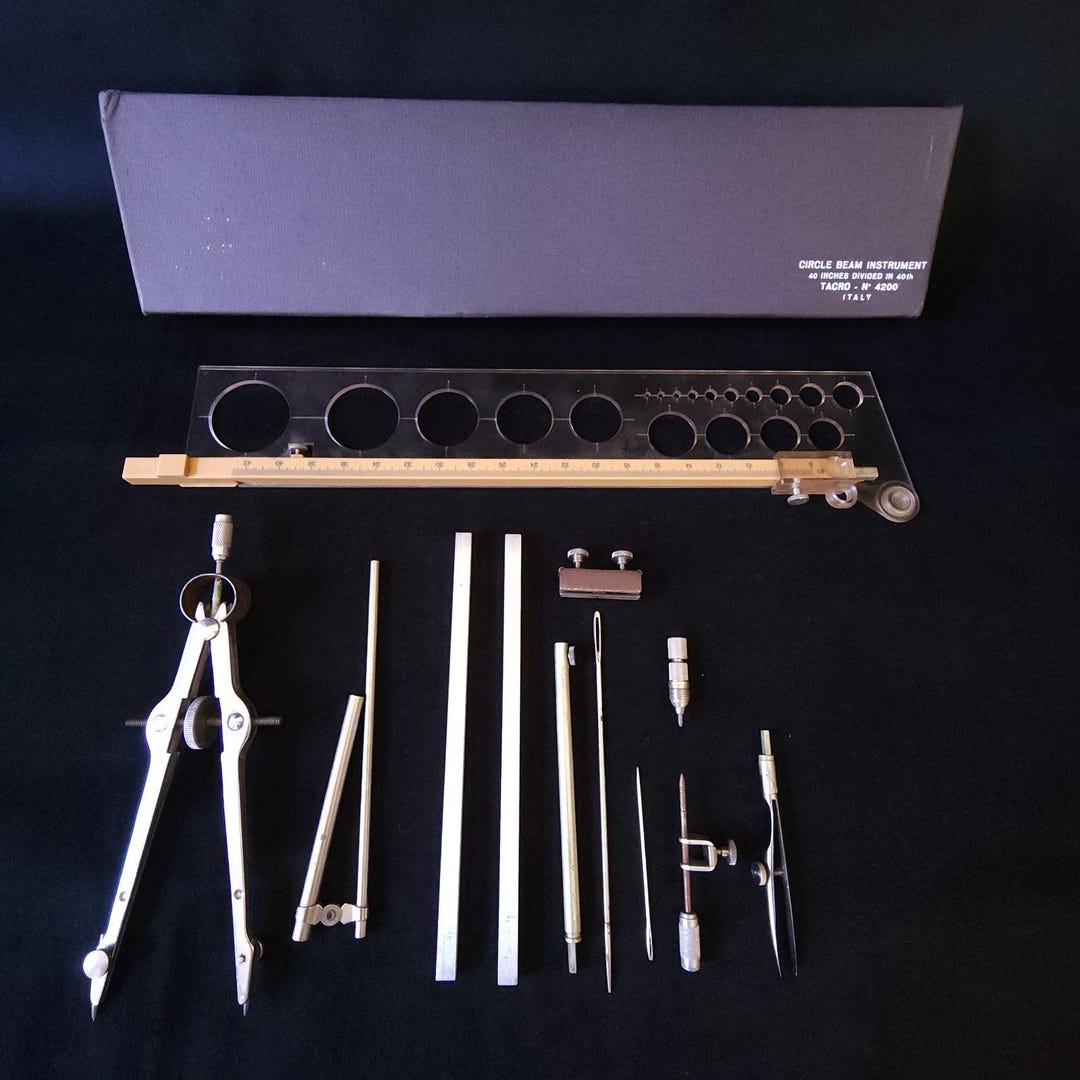 Vintage Tacro Circle Drafting Beam Instrument Tool Set 40" Divided in ...