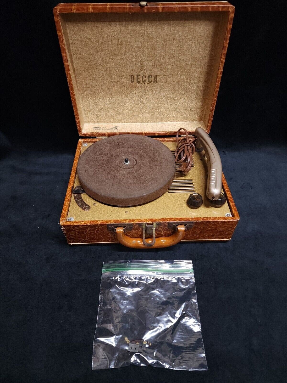 Vintage Portable Decca Model 77 Turntable 45 Watts 78 45 33 1/3 Record ...