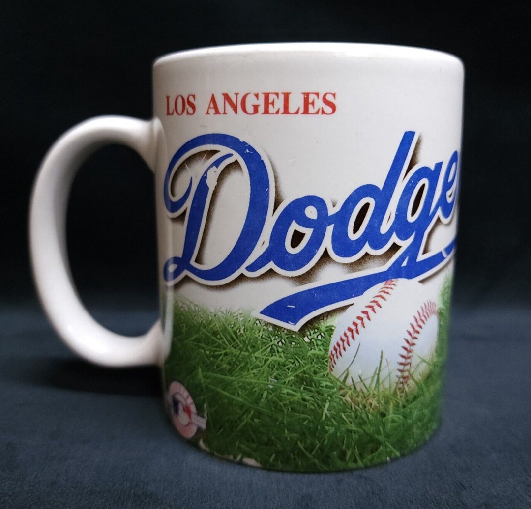 Rare Los Angeles Dodgers Baseball Vintage Ceramic Coffee Mug Blue White ...