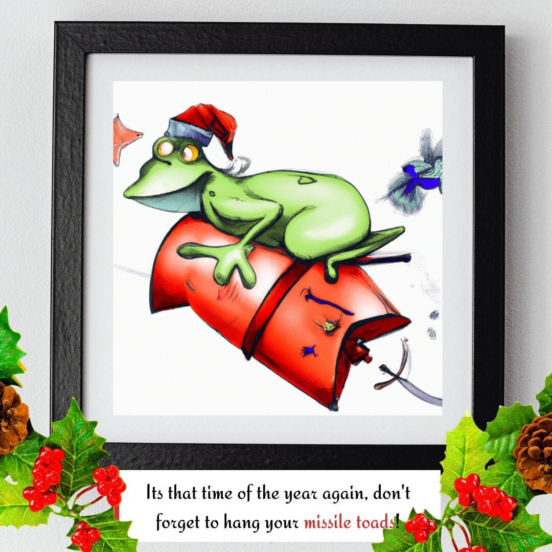 Funny Hanging Missile Toad Christmas Meme Humorous Photo Colored Sketch ...