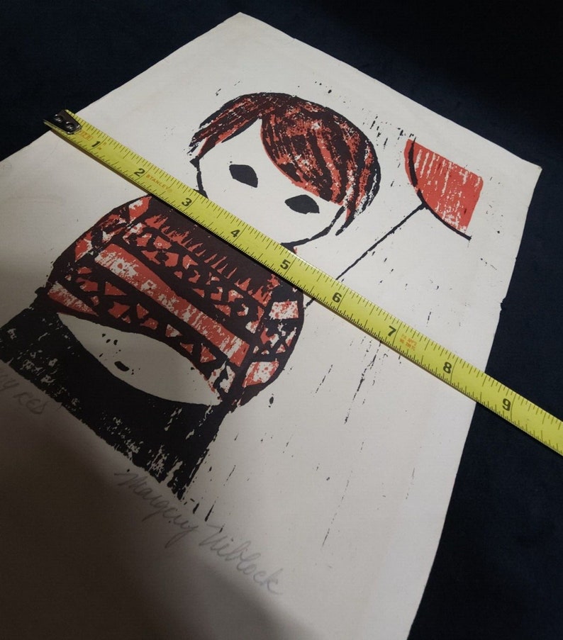 Mid Century Margery Niblock Little Boy Red Woodblock Print Signed Anime ...