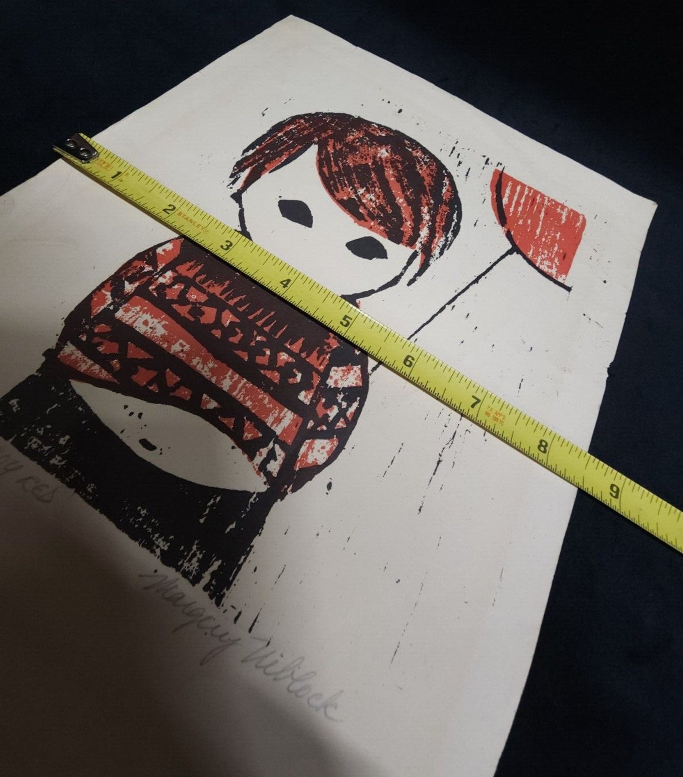 Mid Century Margery Niblock Little Boy Red Woodblock Print Signed Anime ...