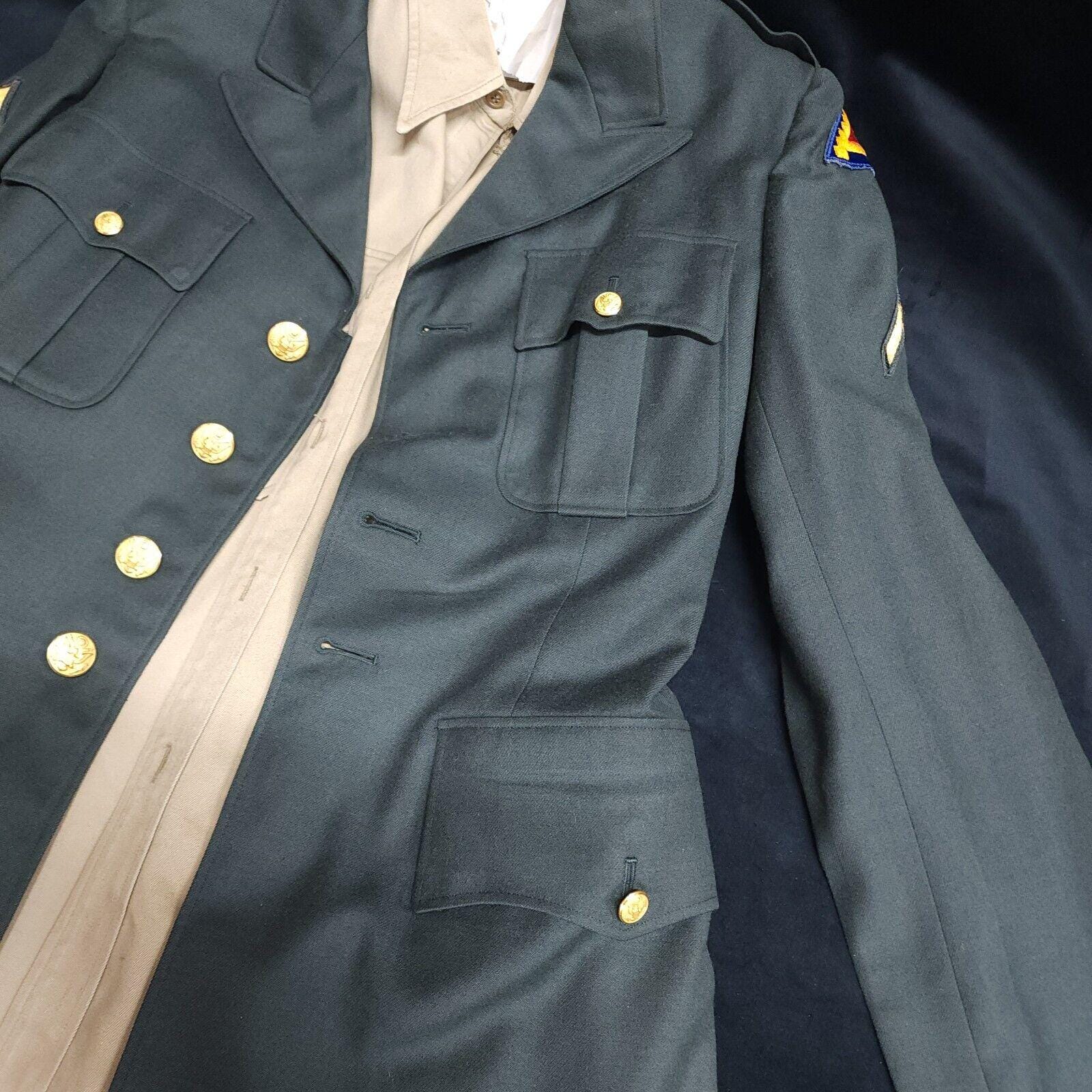 Vintage Military US Army Dress Green Jacket Uniform Dress Coat W ...