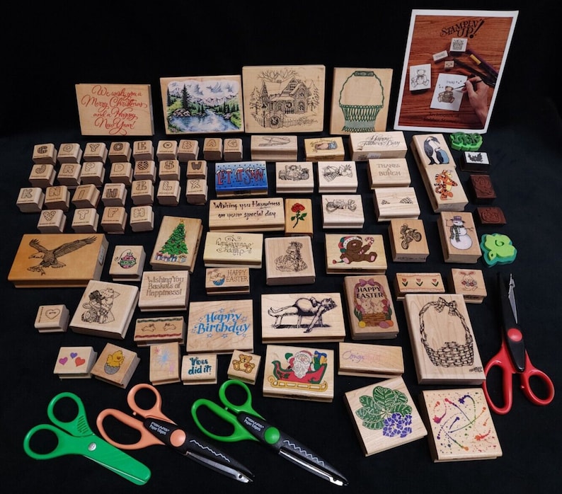 Huge Lot of 77 Stampin up Retired Stamps Sets Wood Backed Rubber New ...
