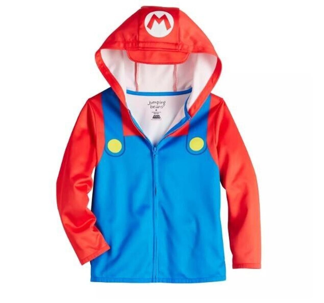 Super Mario Bros Kids Youths Costume Fleece Sweater Hoodie Zip up ...