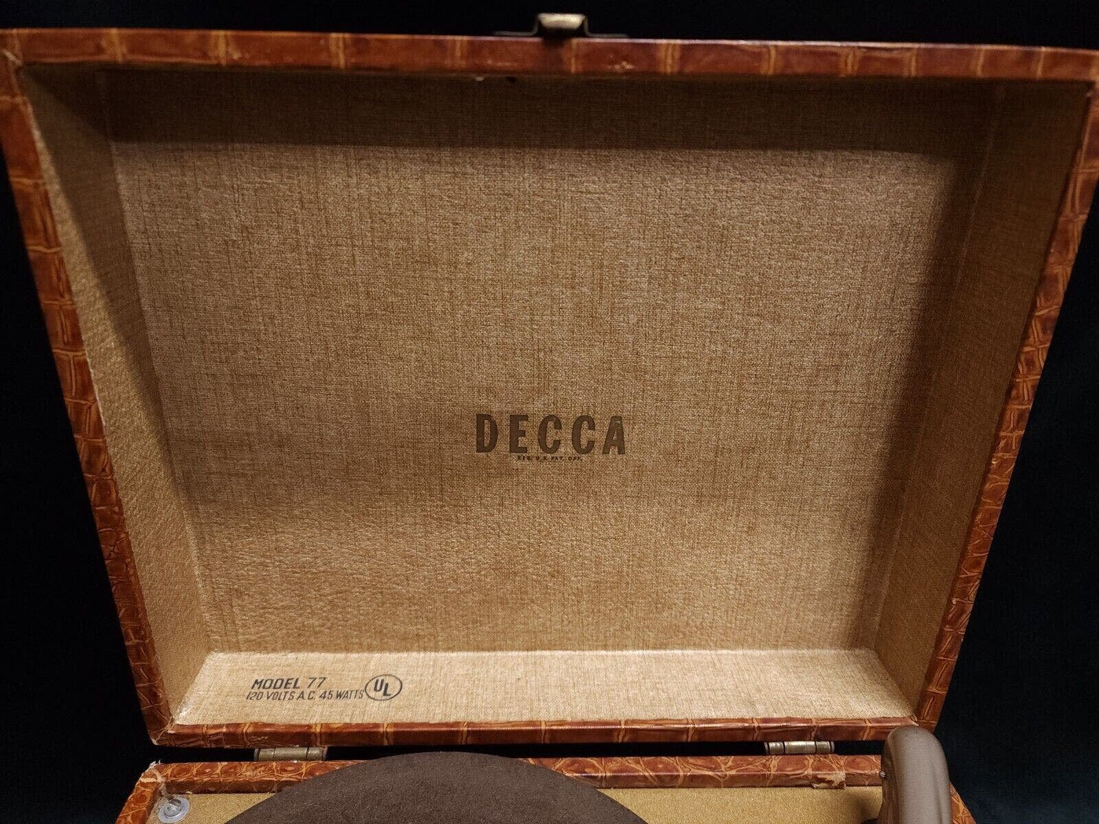 Vintage Portable Decca Model 77 Turntable 45 Watts 78 45 33 1/3 Record ...