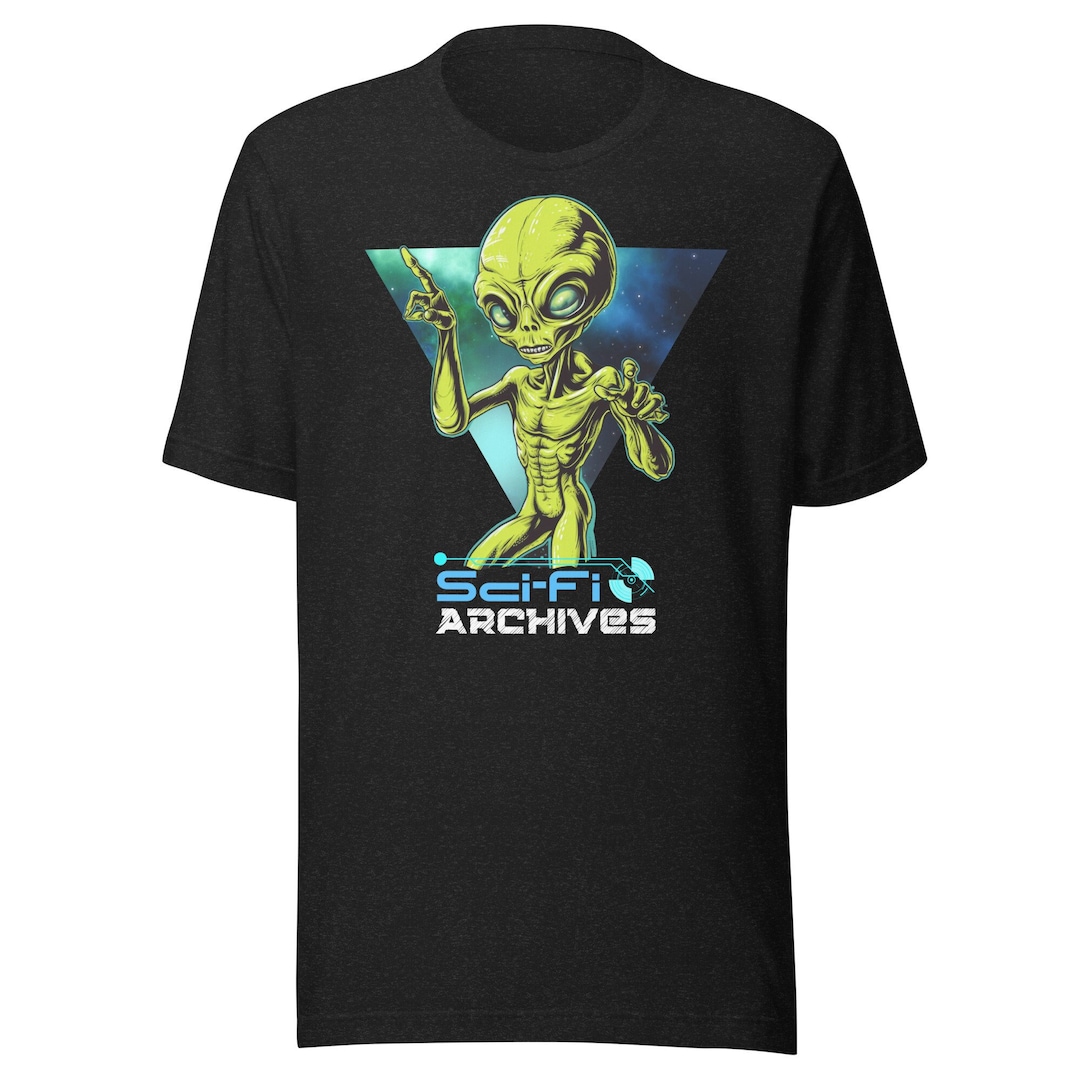 Mens Cosmic Encounter Alien Pointing to the Sky Pop Art Sci-fi T-shirt ...