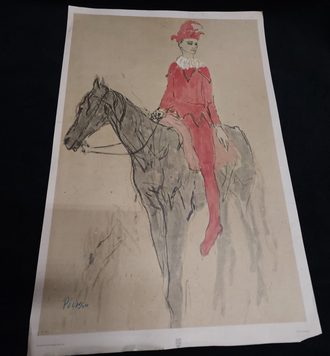Pablo Picasso Original Lithograph Print Watercolor Jester/joker on a ...