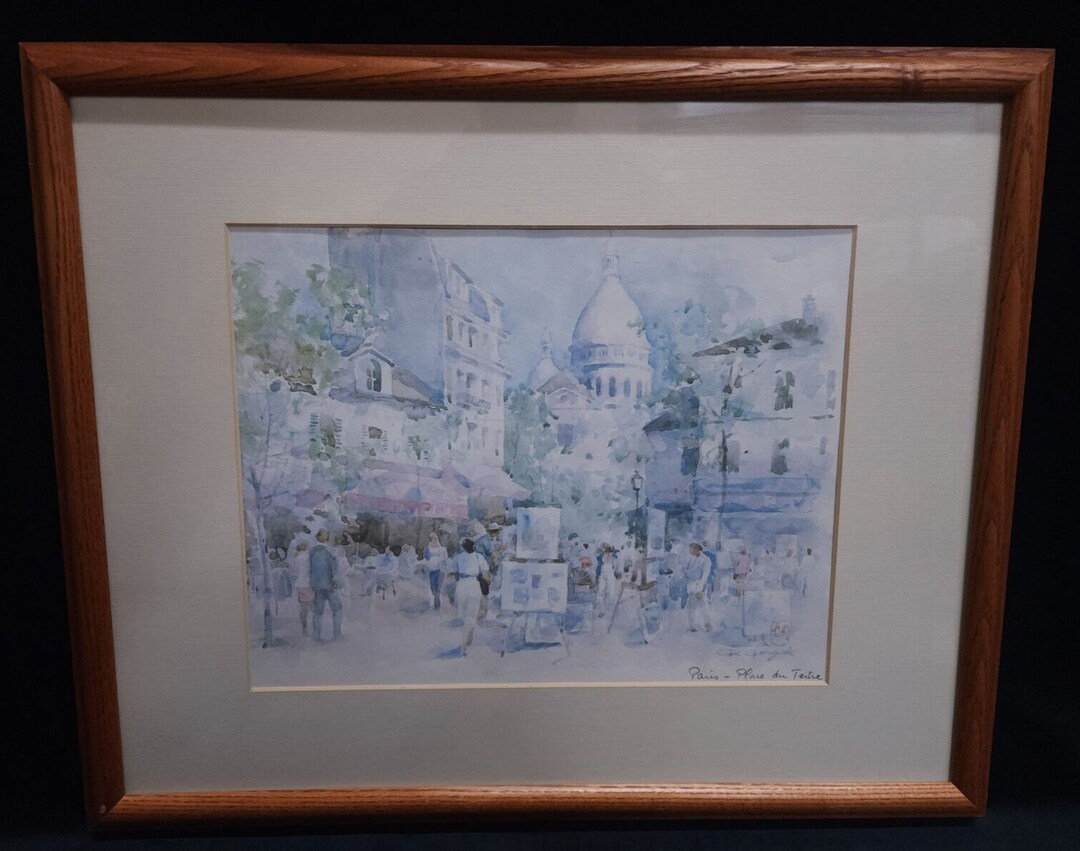 Signed Gu Gongdu Paris Place Du Tertre Chinese Artist Watercolor ...