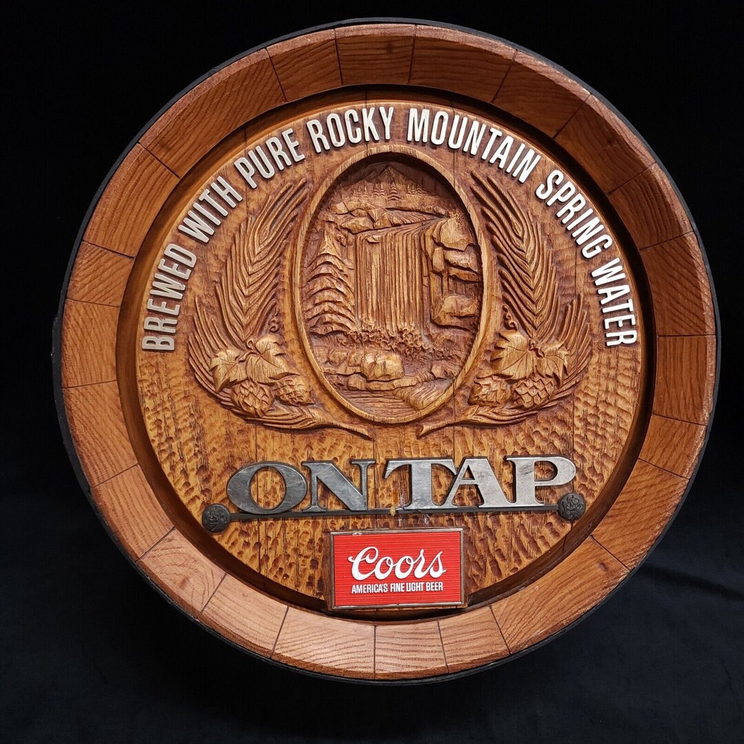 Vintage Top Coors Beer Barrel Keg on Tap Bar Wall Hanging Sign Man Cave ...