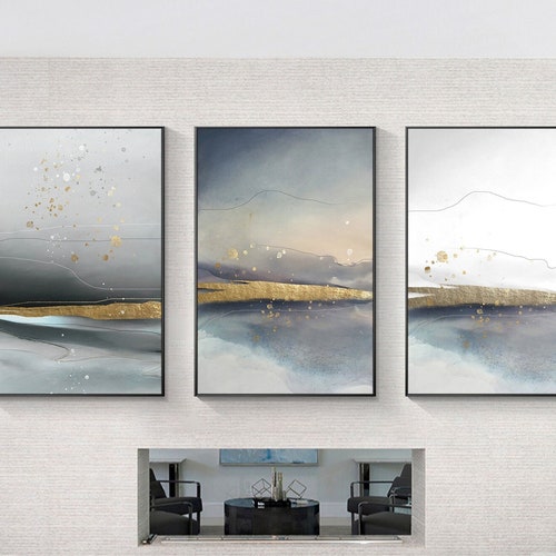 Extra Large Wall Art Set of Three Wall Art 3 Piece Abstract - Etsy