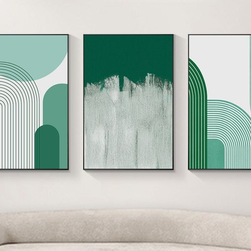 Set of 3 Minimalist Geometric Prints on Canvas 3 Piece Framed - Etsy