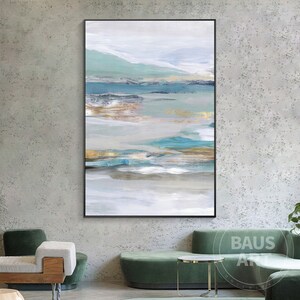 Abstract Landscape Pritns on Canvas Large Framed Wall Art Green and ...