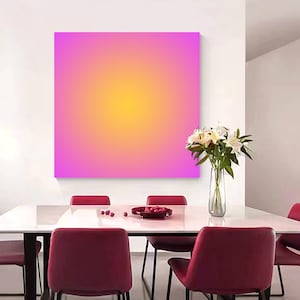 Dopamine Gradient Original Yellow and Purple Neon Abstract Painting on ...