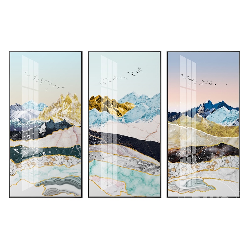Abstract Light Colors Landscape Print on Canvas Large 3 Piece Painting ...