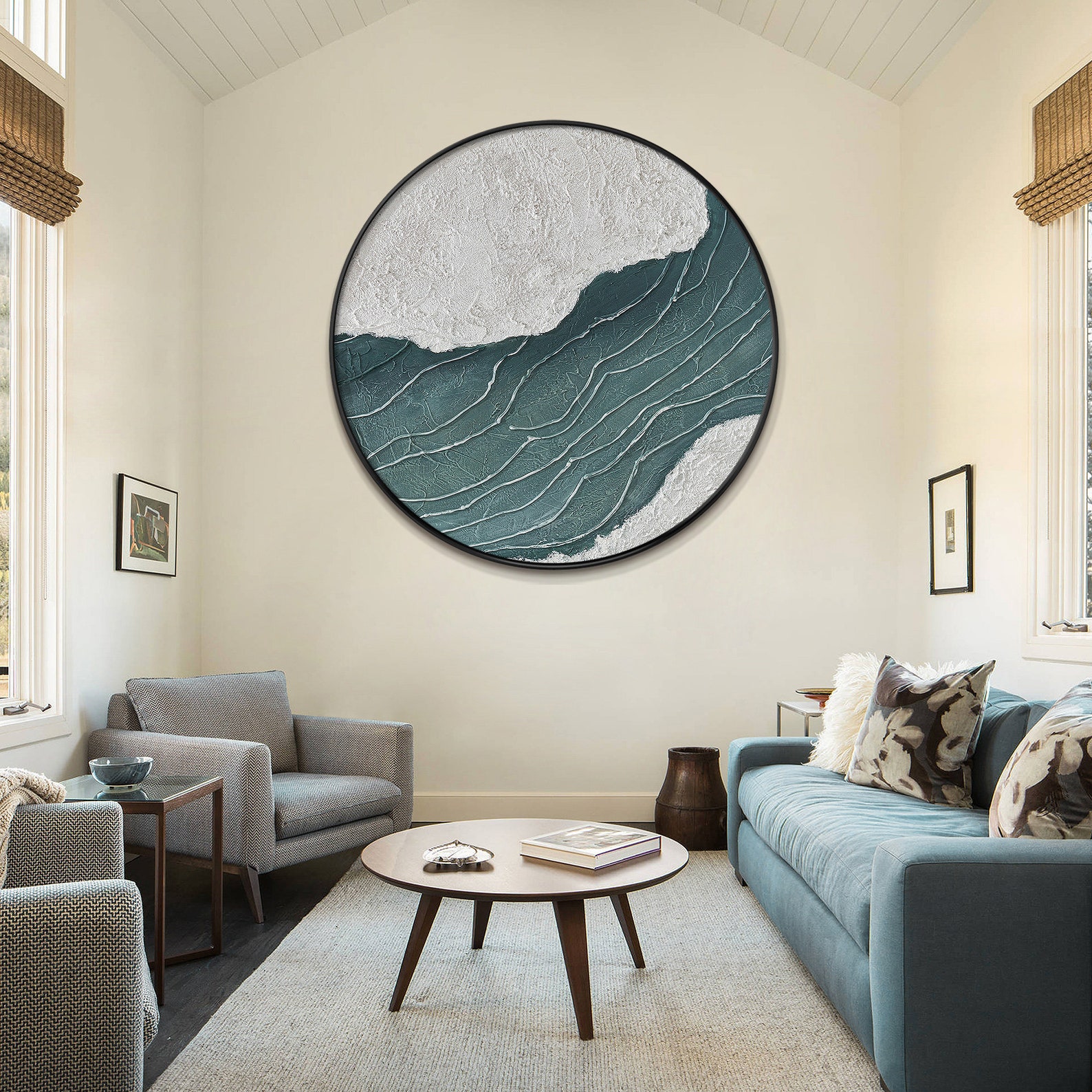 Round Green Abstract Wall Art Textured Painting Original Art Large ...