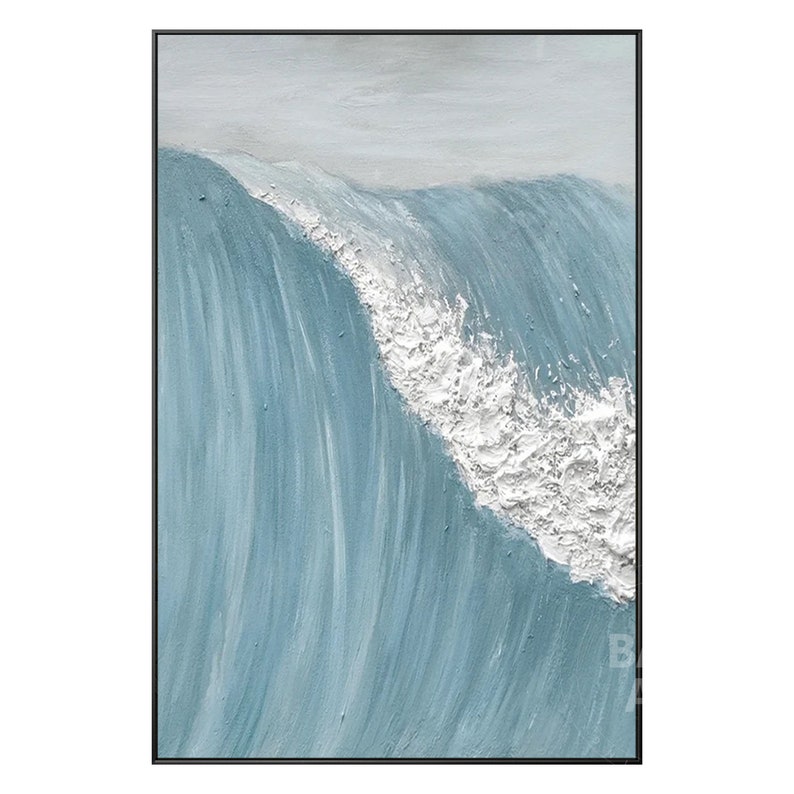Large Light Blue Acrylic Ocean Wave Abstract Painting on - Etsy