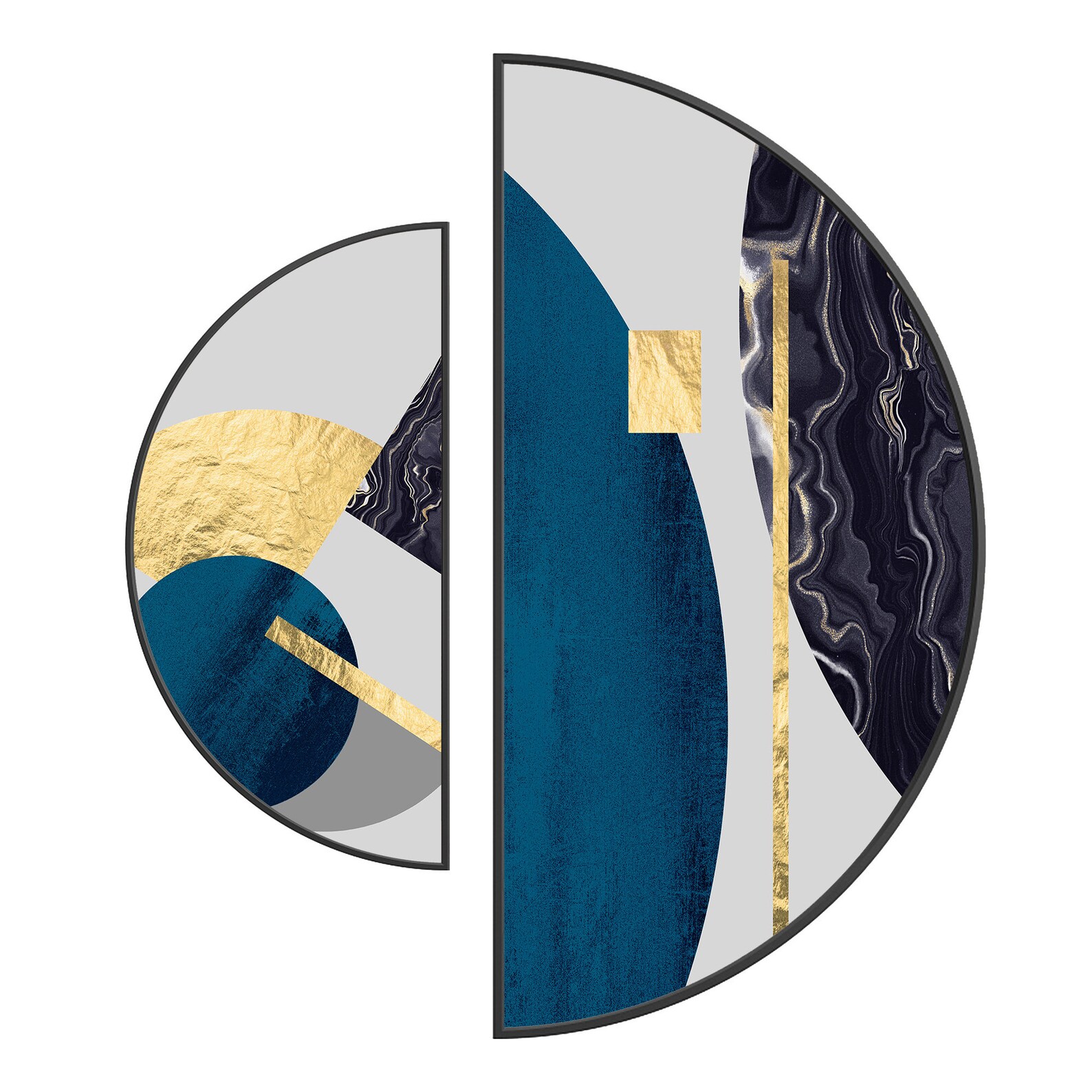 Geometric Prints Asymmetric Round Prints on Canvas Set of 2 - Etsy