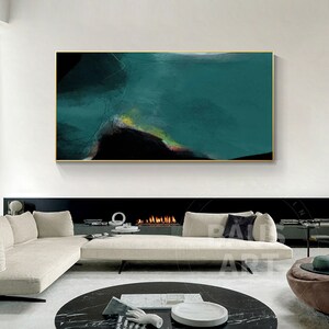 Deep Green Black Abstract Painting Ocean Reef Wall Art Pine Green ...