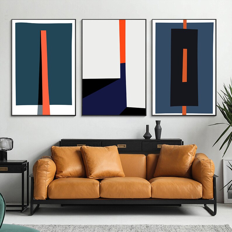 Set of 3 Minimalist Geometric Prints on Canvas 3 Piece Framed - Etsy
