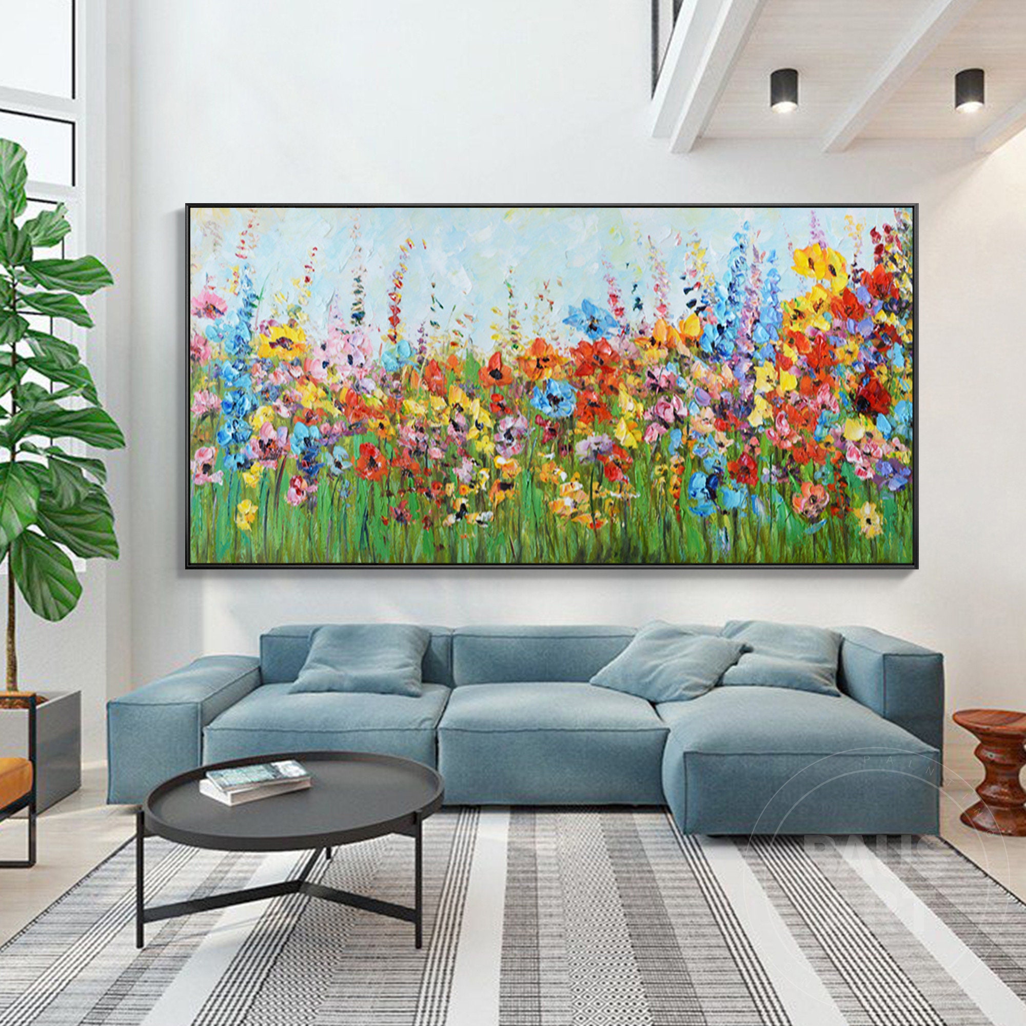 Wild Flowers Print Framed Wall Art Flowers Wall Art on Canvas Large ...