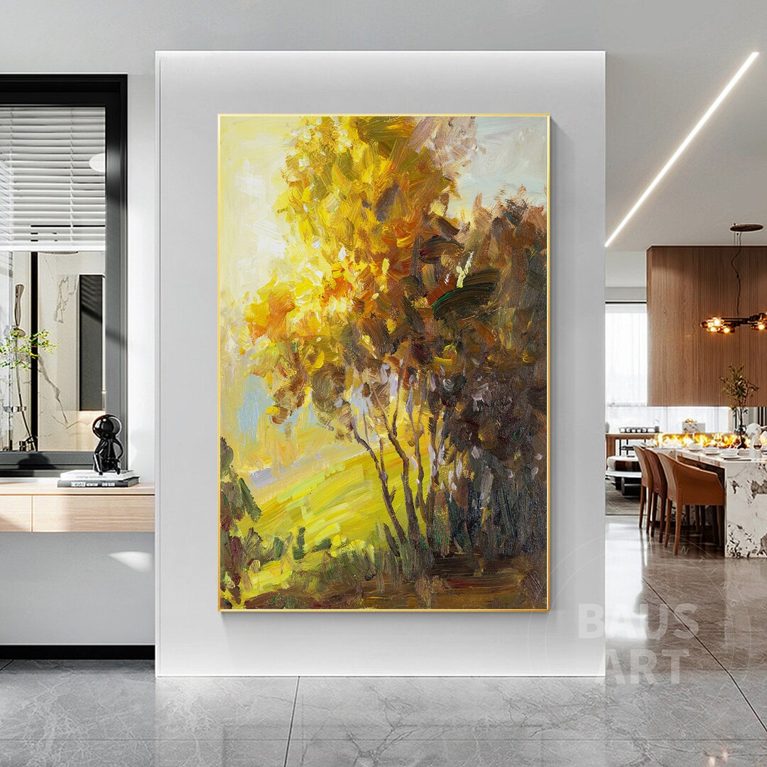Abstract Yellow Wall Art Impressionism Canvas Wall Art Textured Wall ...