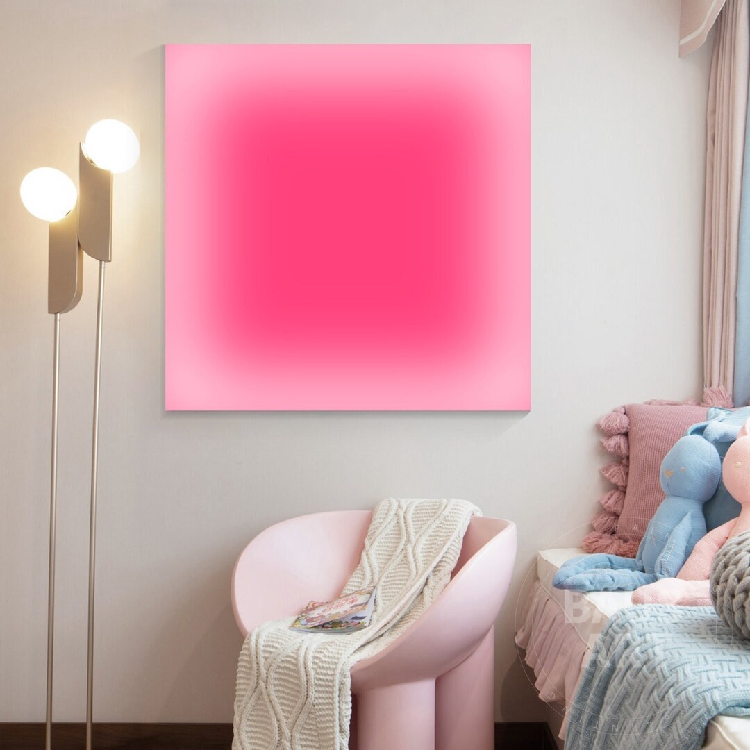 Abstract Gradient Wall Art Original Hot Pink Neon on Canvas Framed Wall ...