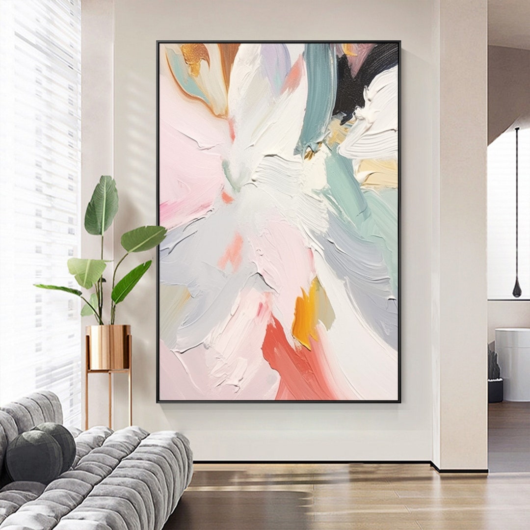 Abstract Pastel Wall Art Original Painting Acrylic on Canvas Large ...