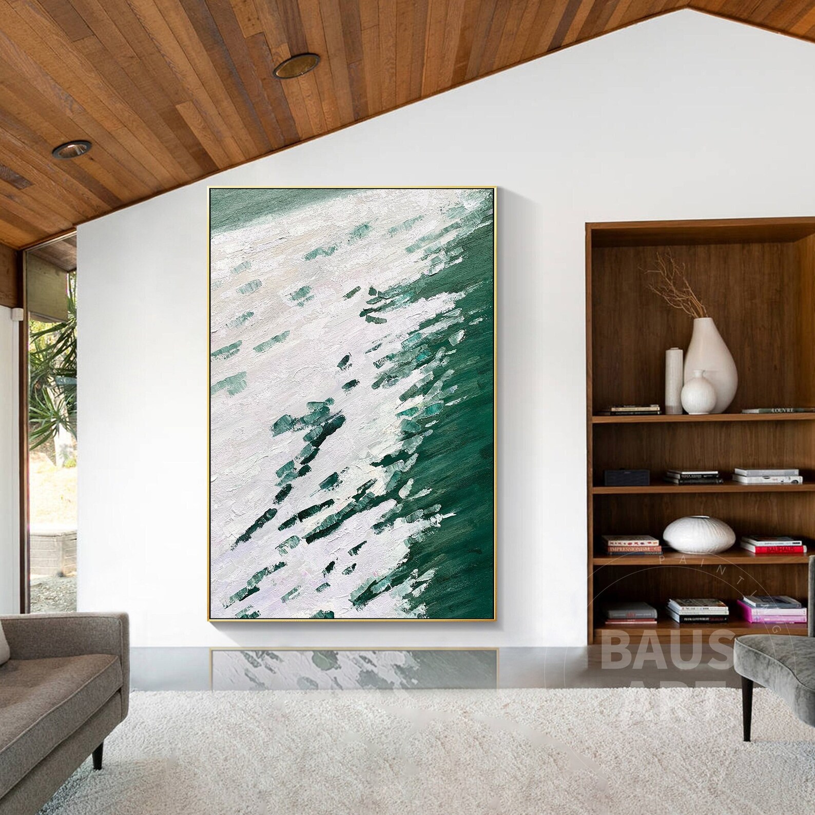 Emerald Green Abstract Ocean Waves Art Painting 3D Texture Wave Art ...