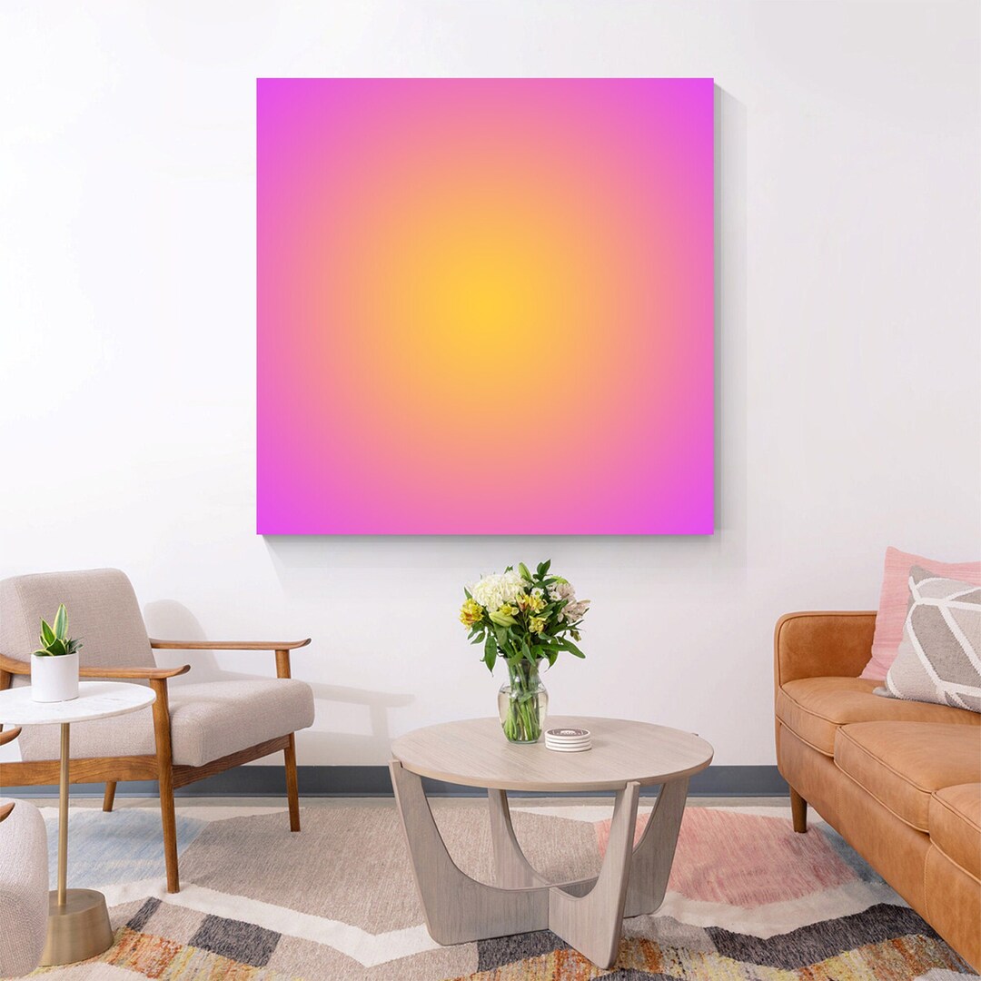 Dopamine Gradient Original Yellow and Purple Neon Abstract Painting on ...