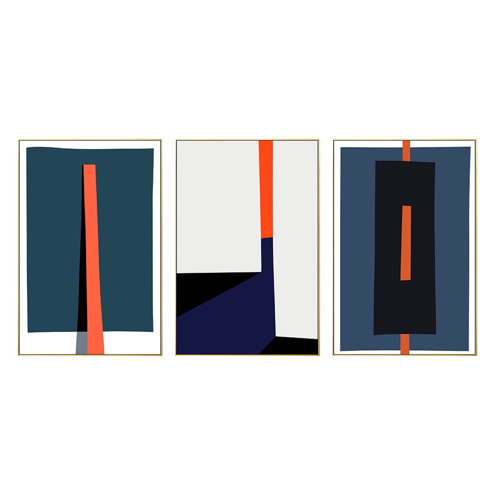 Set of 3 Minimalist Geometric Prints on Canvas 3 Piece Framed - Etsy