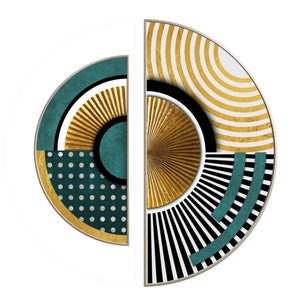 Emerald Green Round Wall Art Set of 2 Piece Turquoise Blue Wall Art ...